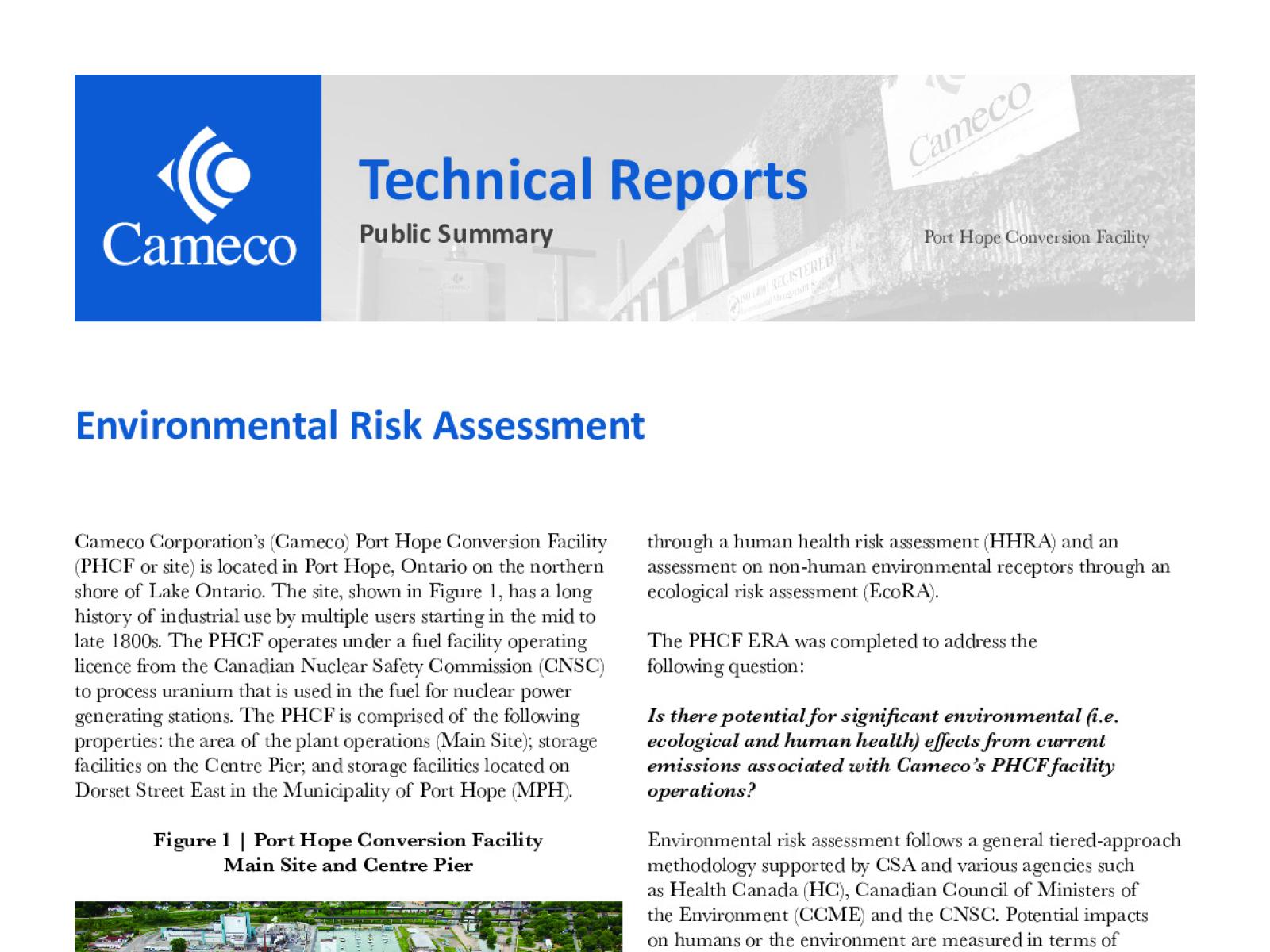 Port Hope Conversion Facility - Public Summary - Ecological Risk ...